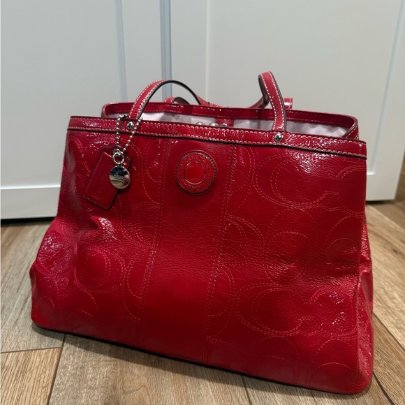 Coach | Bags | Red Coach Signature Handbag | Poshmark